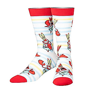 Cool Socks Nickelodeon Cartoon Mr. Krabs, Funny Crew, Men's Women's, Fun Prints