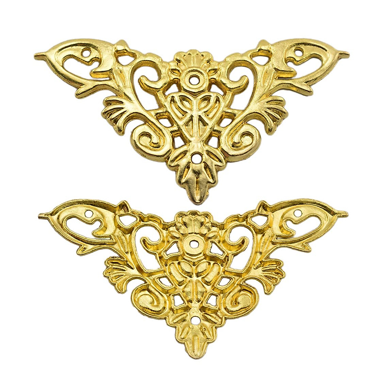 Furniture Decorative Edge Cover Antique Metal Carved Corner Protector for Jewelry Box, Album, Book, Cabinet, Desk etc. 12pcs Gold