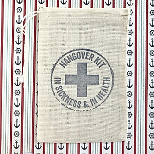 10 Navy Hangover Kit Bags | Bachelorette Favor Bags Wedding Welcome Survival Recovery Party Bag Muslin Gift Groomsmen Bachelor Bridesmaid Bridal