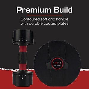 Core Fitness® Adjustable Dumbbell Weight Set by Affordable Dumbbells - Space Saver - Dumbbells for Your Home