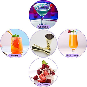 2 PCS Japanese Style Double Jigger, findTop 1oz / 2oz Stainless Steel Measure Liquor Cocktail Jiggers with Interior Measurements (Gold)