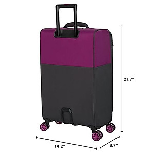 it luggage Duo-Tone 22" Softside Carry-On 8 Wheel Spinner, Fuschia Red/Magnet