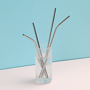 MINISO 12 Pack Reusable Stainless Steel Metal Straws with Travel Case and Cleaning Brush, Long Drinking Straws for Tumblers, for Hot or Cold Drinks