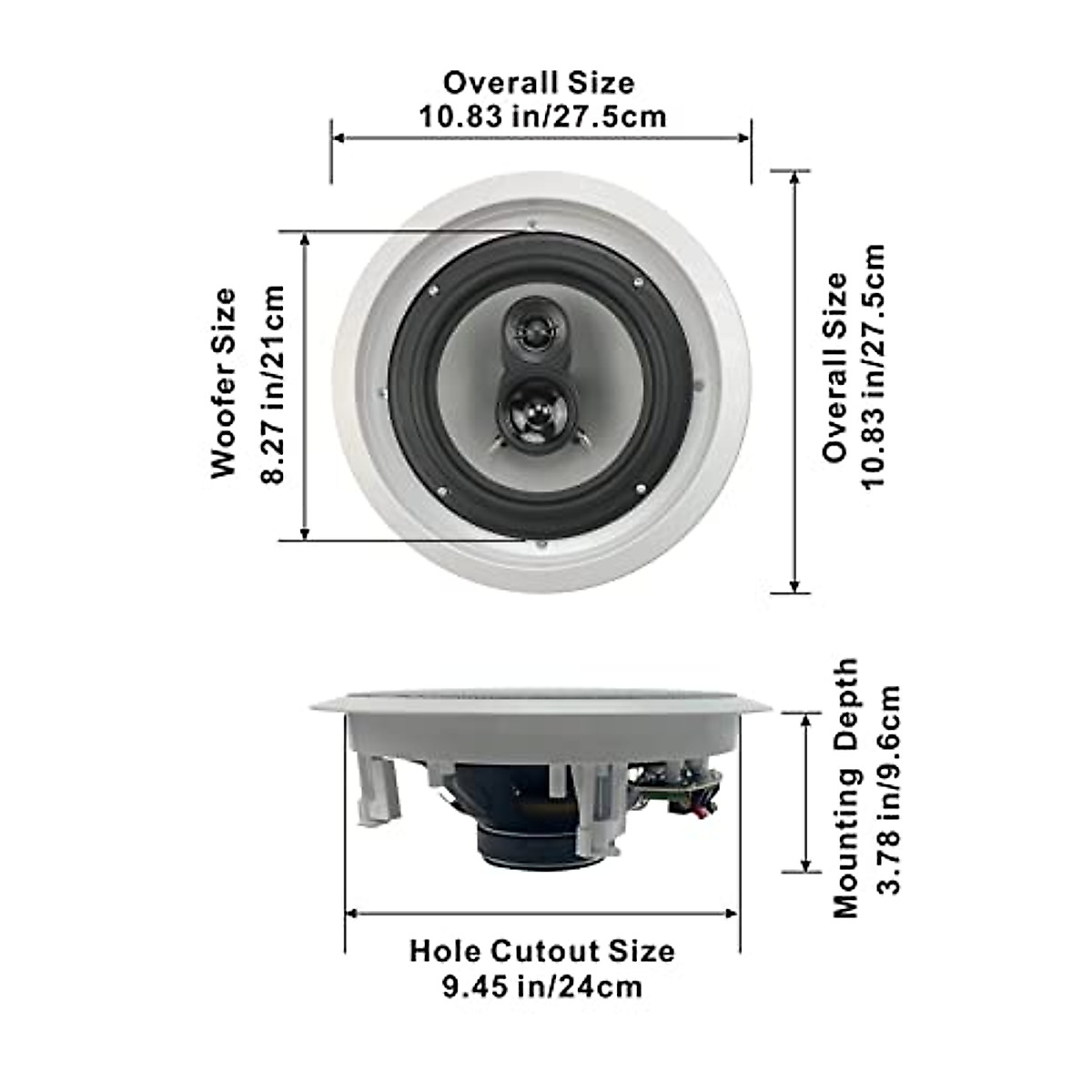 Acoustic Audio CS-IC83 in Ceiling 8" Speaker 2 Pair Pack 3 Way Home Theater 1400 Watt