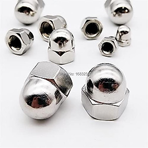 ZIFARM Nuts, 2pcs Stainless Steel Hex Acorn Nut Cap Decorative Cover Dome Nuts (Size : M5)