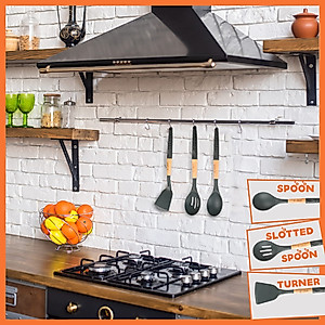 Silicone Kitchen Utensils Set 3Pcs, Non Stick Cookware Utensils Set, BPA Free Silicone Utensils Set for Cooking, Easy Grip Kitchen Cooking Utensils Set Heat Resistant