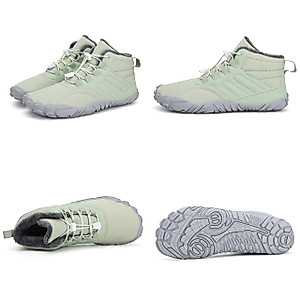 Dinint Barefoot Shoes Men Women Wide Toe Box Winter Cross Trainer Minimalist Zero Drop Sole Cotton Boots Sneakers Light Green