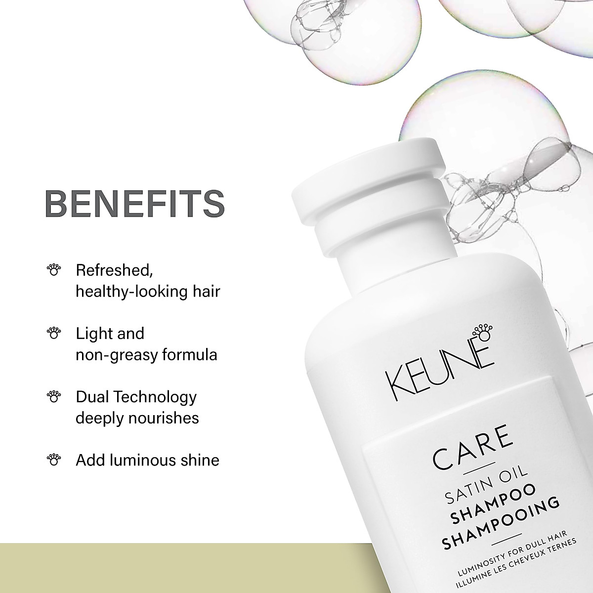 Keune Care Satin Oil Shampoo, Moisturizing & Shine-Enhancing Cleanser for All Hair Types, 10.1 Fl Oz