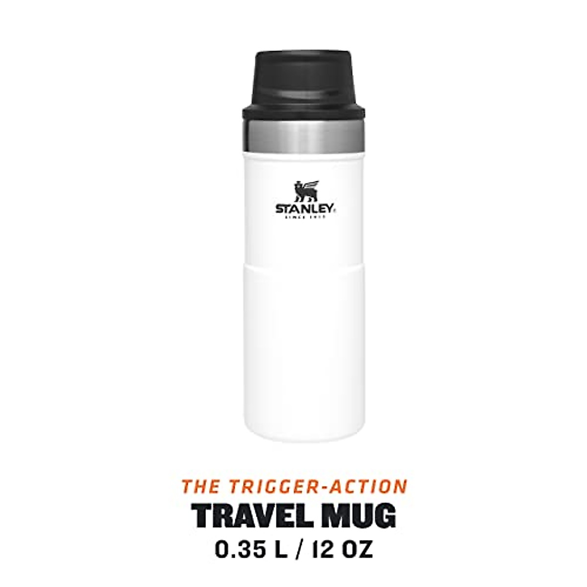 STANLEY Trigger Action Travel Mug 0.35L - Keeps Hot For 5 Hours - BPA-Free - Thermal Mug For Hot Drinks - Leakproof Reusable Coffee Cup - Dishwasher Safe - Polar