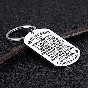 Aizza Beata Anniversary Husband Gifts Keychain from Wife Birthday Gift for Fiance Bridegroom Hubby My Soulmate My Everything Cute I Love You Gift Wedding Couple Gift for Him Men