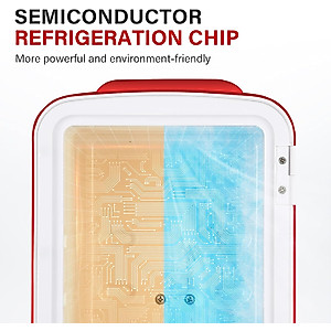 HealSmart Portable Mini Fridge, 4 Liter 6 Can Cooler and Warmer Compact Refrigerators 100% Freon-Free & Eco Friendly, 4L, Red