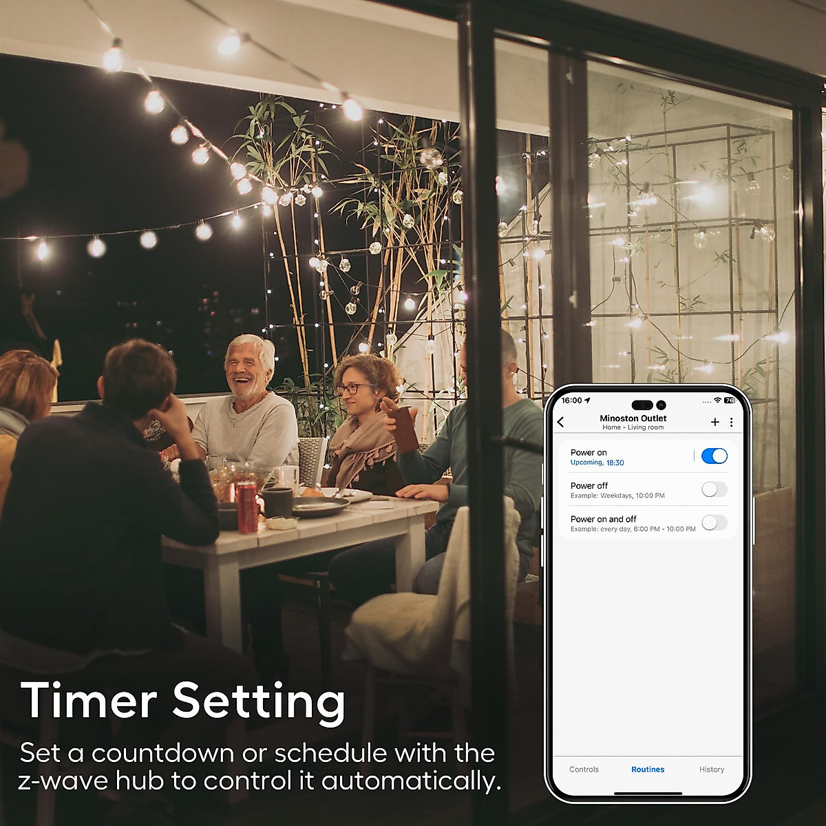 Minoston Z-Wave Plus Smart Plug, Outdoor On/Off Outlet Switch, ZWave Hub Required, Weather-Resistant, Built-in Repeater, Work with SmartThings, Wink, Alexa, Black(MP22Z)