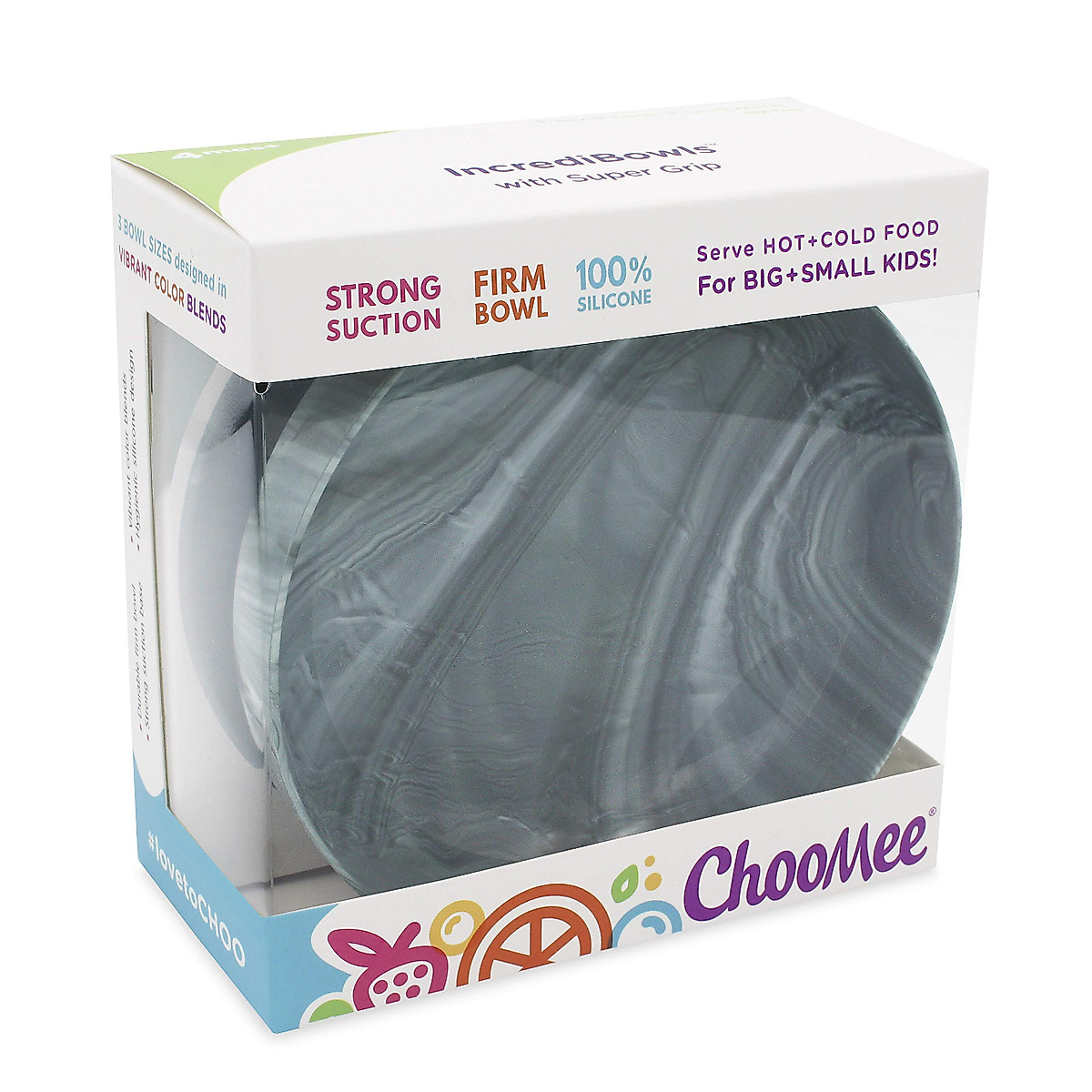ChooMee Baby Suction Bowl | Powerful Suction Grip with Firm Bowl | Platinum Silicone, BPA Free | Large, 1 CT, Grey