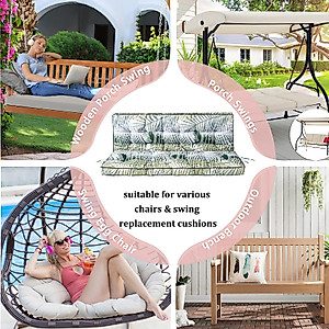 2-3 Seat Swing Replacement Cushion, Outdoor Bench Cushions with Backrest Thicken 4", Patio Furniture Garden Porch Loveseat Glider Pad Anti-Fading Waterproof (Green Leaves, 40x55in)