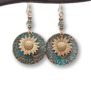 la luen Sunflower Dangle Earrings,Boho Fashion Elegant Vintage Round Ethnic Hook Earrings for Women (Bohemian style)