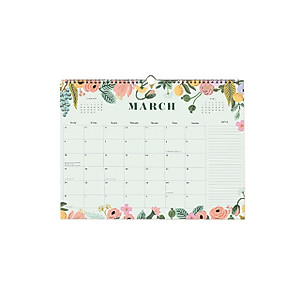 RIFLE PAPER CO. 2024 Appointment Calendar | 12 Month Dated Calendar, Space for Daily Engagement and Monthly Notes, Double Spiral with Center Notch for Easy Hanging (12" L x 16" W), Blossom