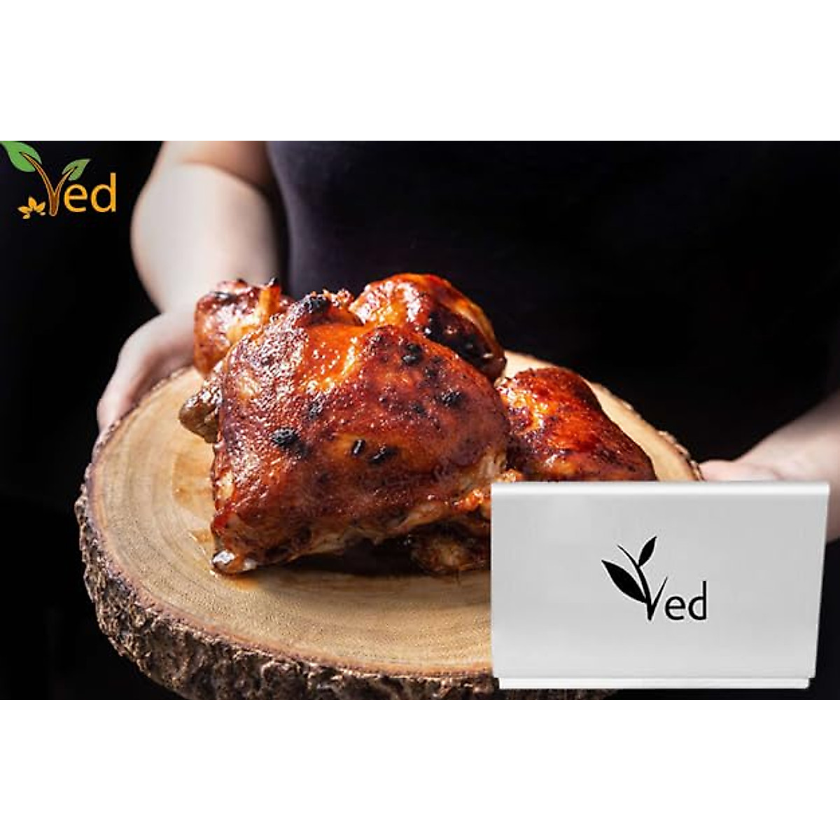 Ved Portable Barbecue Grill - Foldable Notebook-Style 2 to 3 Person BBQ Griller Made with Stainless Steel - Charcoal Smoker for Terrace, Patio, Backyard, Camping, Hiking & Beach Trips - 35x24x39cm