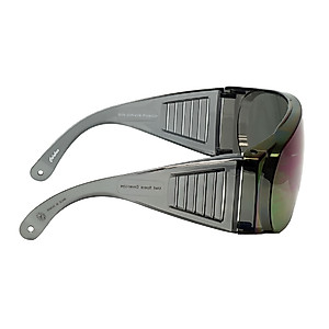 Calabria 1003 Fit Over Safety Glasses Fitover Eyewear Blue/Green/Silver Mirror 3 Pack Bulk Men Women Tinted Anti-Fog Scratch