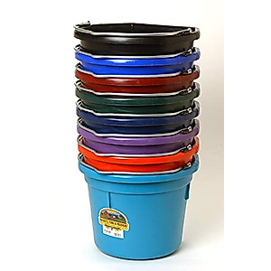 Little Giant® Flat Back Plastic Animal Feed Bucket | Animal Feed Bucket with Metal Handle | Horse Feed & Water Bucket | 22 Quarts | Purple