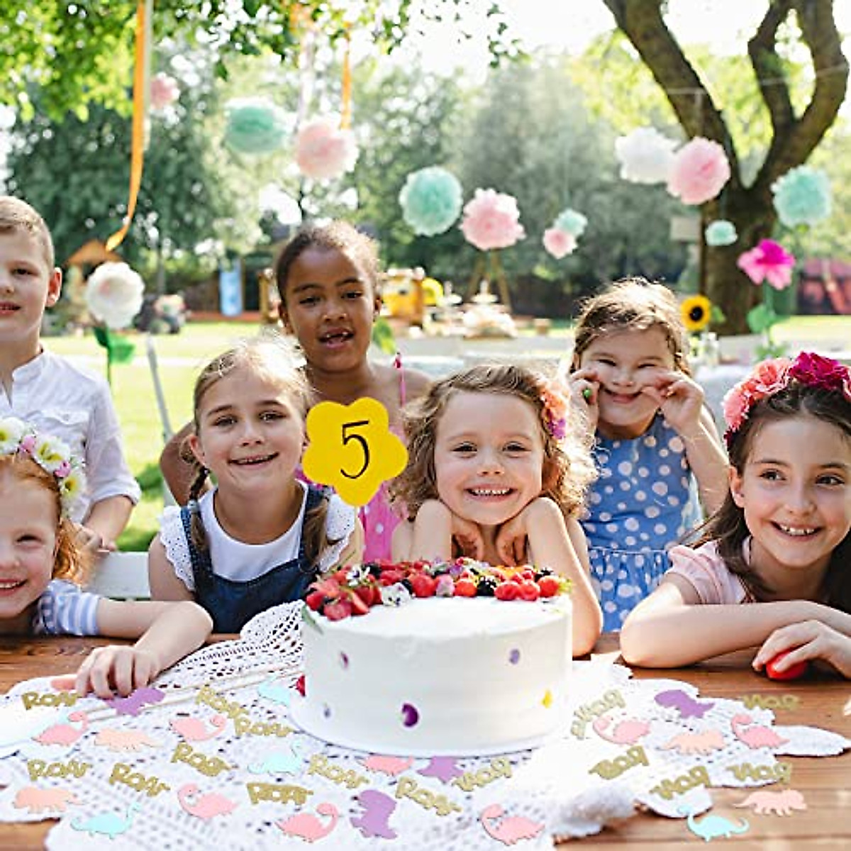 240 Pieces Girl Dinosaur Confetti Table Scatter for Dino Theme Birthday Party Cute Dinosaur Confetti Table Decoration Arts Crafts DIY Baby Shower Birthday Party Supplies Decorations for Little Kids