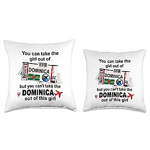 Dominica Home Country - Dominica Outfits & Designs Girl Boarding Pass-Dominica Throw Pillow, 18x18, Multicolor