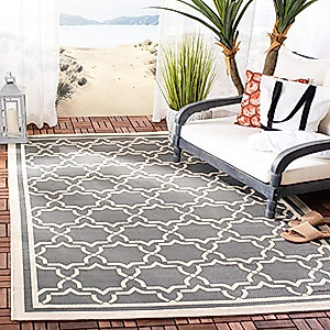 SAFAVIEH Courtyard Collection 9' x 12' Anthracite/Beige CY6916 Indoor/ Outdoor Splashproof Easy Scrubbing Patio Backyard Mudroom Area Rug
