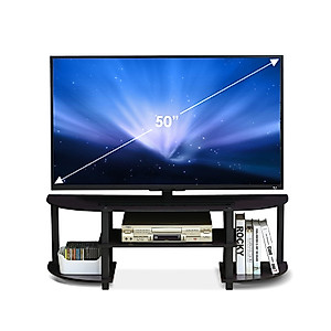 Furinno Turn-S-Tube Wide TV Entertainment Center, Dark Walnut
