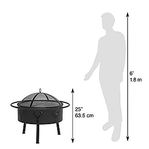 Blue Sky Outdoor Living WBFB29-MD 29” Round Barrel Wood Fire Pit with Steel Ring