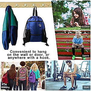BeeGreen Royal Blue Drawstring Backpack Bag String Cinch Sack Backpack with Zipper Pockets and Mesh Water Bottle Holders Beach Backpack Large 18" L x 15" W Gym Sports Swim Bag