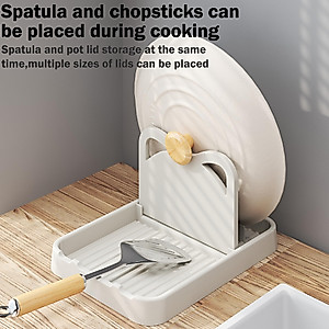 H&W 2Pcs Spoon Rest with Lid Holder,Foldable Spoon Holder for Kitchen Counter,Cat Pot Lid Holder for Spoons,Pot Lids,Spatulas,Utensils,Forks(2pcs Black)