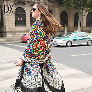 DANA XU 100% Pure Merino Wool Poncho Winter Large Scarf Pashmina Shawl Bandana Neck Wrap For Women