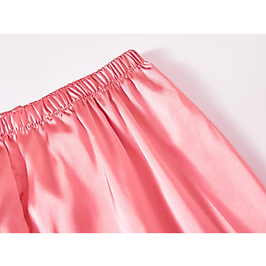 Beezizac Little & Big Girls Pajama Set Size 8 - Coral Satin Silky Cute Fall Winter Long Outfit