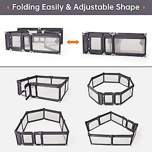 Baby Playpen,79"x59" Foldable Baby Playpen for Babies and Toddlers with Gate,Large Baby Play Pens with Zipper Door,Baby Play Yards Play Area (Deep Grey)