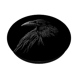 Mystical black raven illustration crow artwork PopSockets Swappable PopGrip