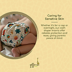 Geffen Baby Newborn Super Absorbers Cloth Diaper Inserts - 3 Pack | 5-Layer Reusable Booster Pads for Heavy Wetters, Overnight Diapering, and Naps | Slim Fit for Newborns