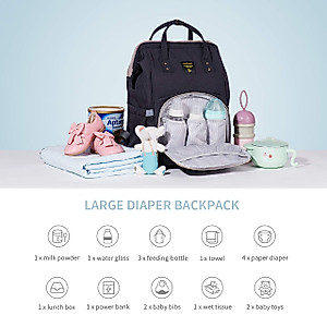 SUNVENO Diaper Bag Backpack Large Capacity Baby Bags Multifunction Travel Backpack for Mom and Dad, Black