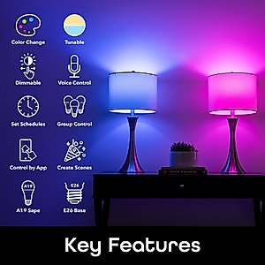 Geeni Prisma Plus 800 WiFi LED Smart Light Bulb, Brighter Color & Tunable White (2700-6500K), 1-Pack, A19 60W, No Hub Required, Light Bulb Works with Amazon Alexa, Google Home