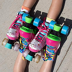 Circle Society Classic Adjustable Indoor & Outdoor Childrens Roller Skates - Jojo Siwa Rainbow - Sizes 3-7, 170035,Multi