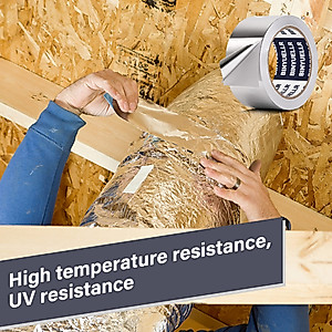 Binyuellr Aluminum Foil Tape - 2 Inch x 65 Feet, HVAC Tape Silver Metal Tape for Ductwork, Heavy Duty Duct Tape for Heat Insulation, Reflective Tape, Dryer Vents