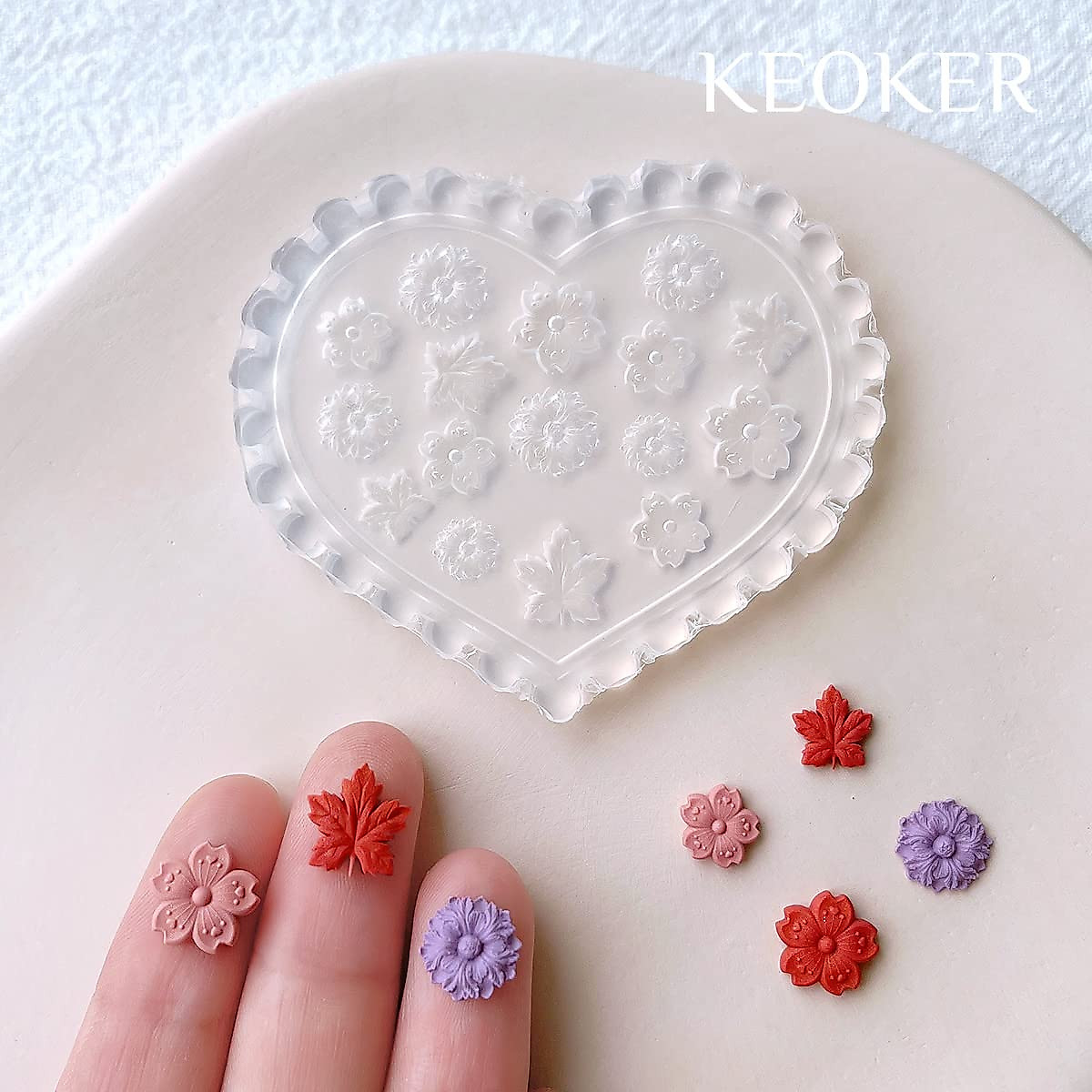 KEOKER Flower Polymer Clay Molds - 4 Pcs Floral Polymer Clay Molds for Jewelry Making, Miniature Clay Molds, Polymer Clay Molds for Polymer Clay Earrings (Substitute Polymer Clay Cutters) (4PCS)
