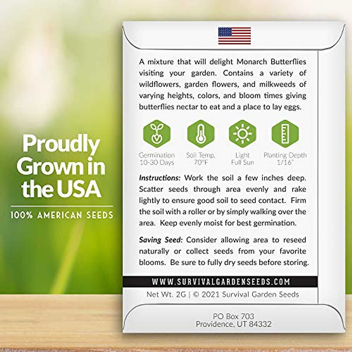 Pollinator Seed Mixture to Attract Monarch Butterflies, Bees & Pollinators - 1 Packet - Milkweed, Garden Flower, & Wildflower Mix for Planting - Support Conservation Efforts - Survival Garden Seeds