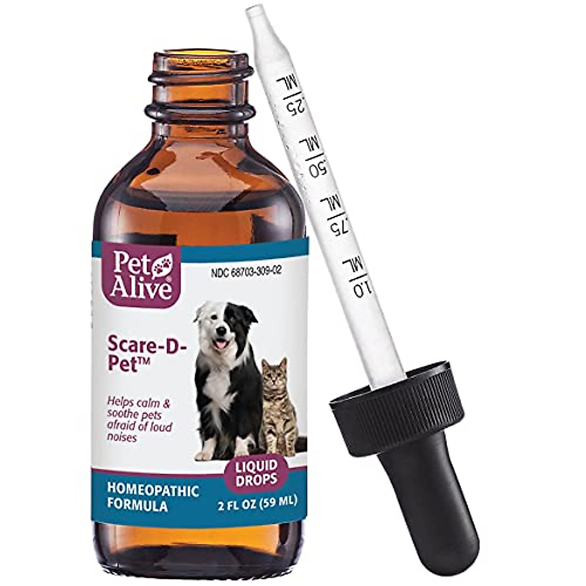 PetAlive Scare-D-Pet for Fear of Loud Noises in Dogs and Cats, 59 mL