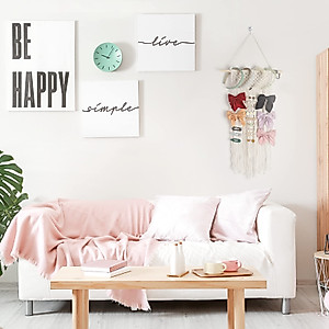 Habbi Macrame Hair Bow Holder Girl Clip Bow Organizer Wall Hanging Decor Hanging Hair Clips Hanger For Baby Girls Room