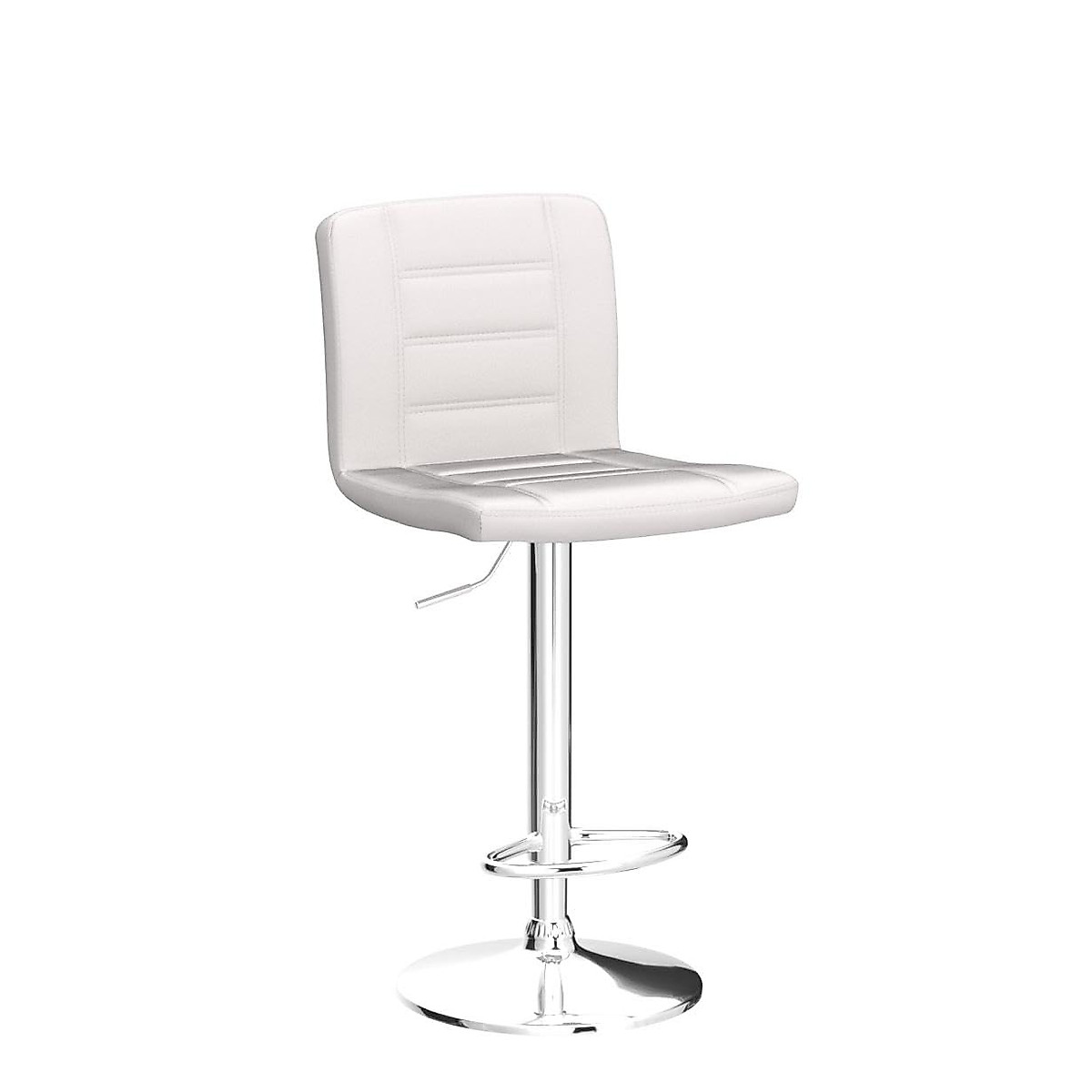 Leopard Bar Stools Set of 2, Modern Adjustable Bar Stool with Back, Straight Line Swivel Barstool (White)