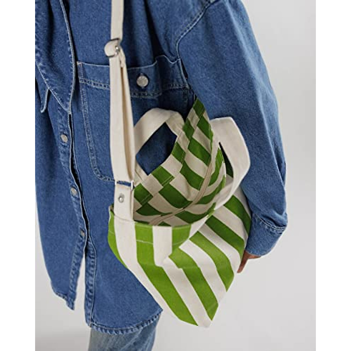 Horizontal Zip Duck Bag - Green Awning Stripe
