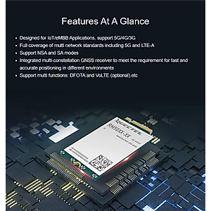 Waveshare Quectel 5G Sub-6 GHz Module Designed for IoT/EMBB Applications Industrial-Grade Modules Support DFOTA and Volte Functions-RM502Q-AE