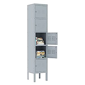 MIIIKO Metal Locker Cabinet with 5 Doors, Steel Lockers for Employees, 5 Tier Shelf Locker Organizer for School Gym Home Office