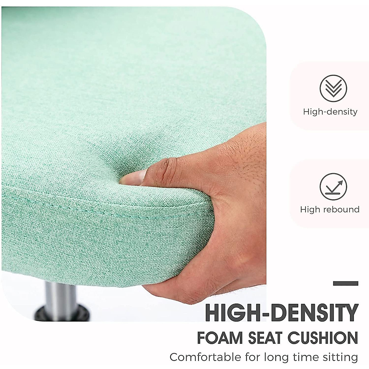 OLIXIS Home Office Desk Chair - Adjustable Rolling Chair, Armless Cute Modern Task Chair for Office, Home, Make Up,Small Space, Bed Room, Green,XX-2776-GN