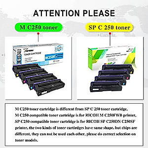 4 Colors Compatible Toner Cartridges Print Cartridges M C250 P C300 P C301 C250H C300W High Capacity 6900 Pages for Black & 6300 Pages for CMY TOPRINT for Ricoh M C250FW, M C250FWB, P C300W, P C301W