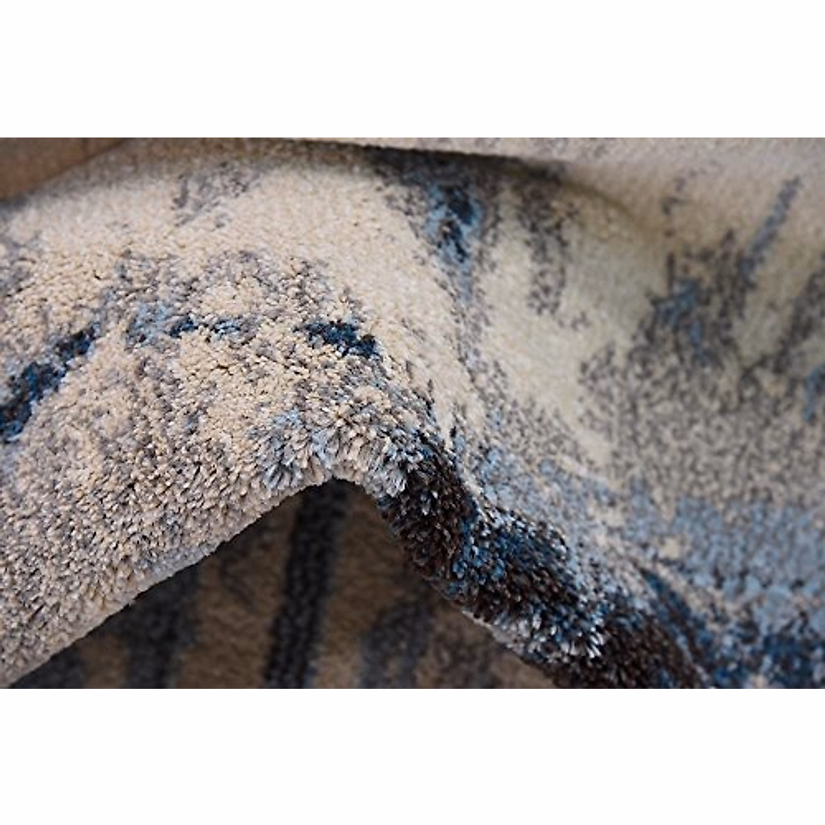 Unique Loom Estrella Collection Modern, Abstract, Watercolor, Contemporary Area Rug, 3 ft 3 in x 5 ft 3 in, Light Blue/Beige